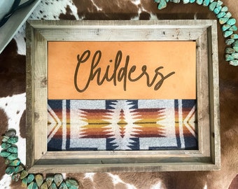 Tooled Leather & Pendleton Name Sign - Etsy