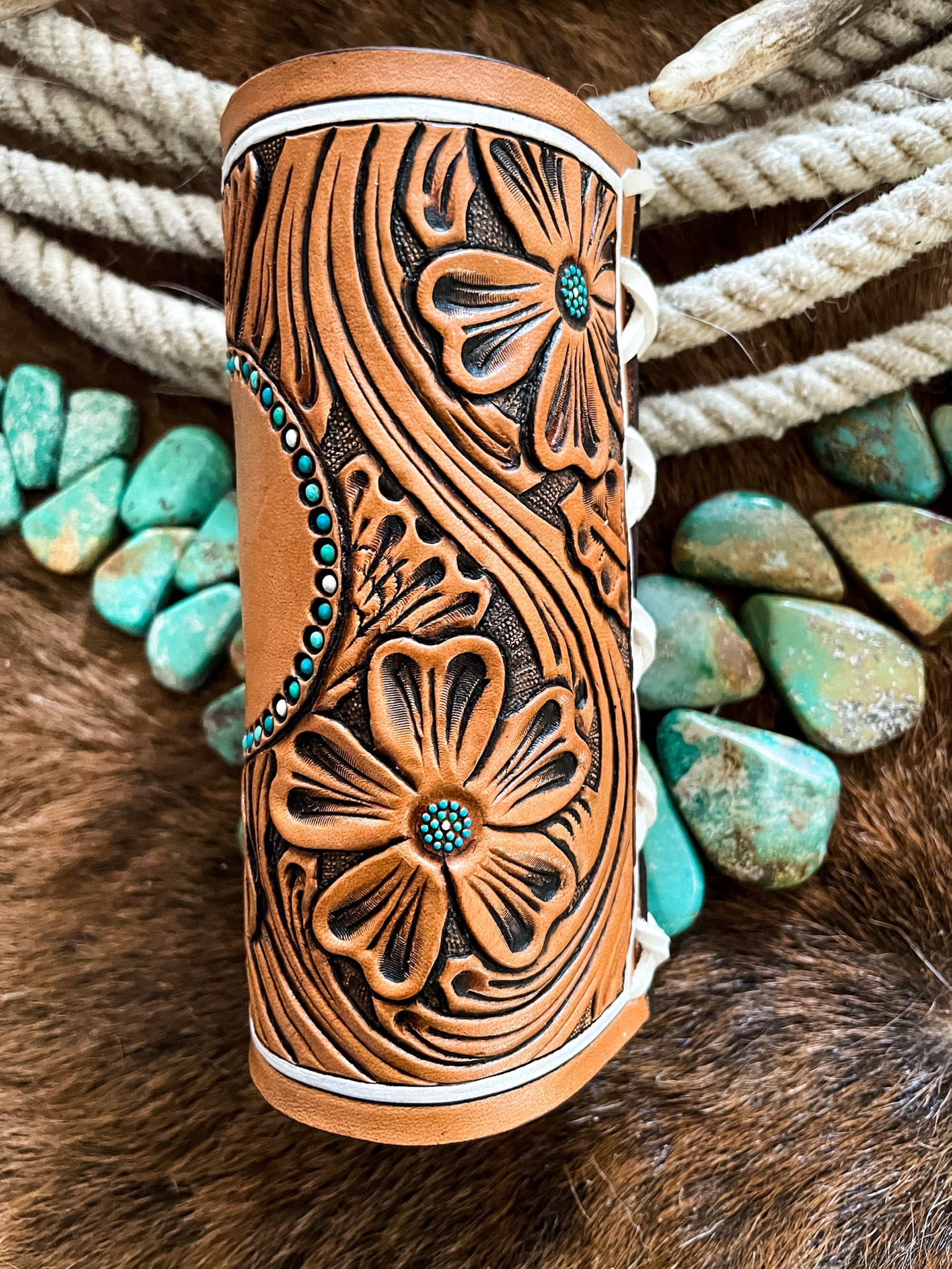Tooled Leather Bouquet Wrap - Etsy