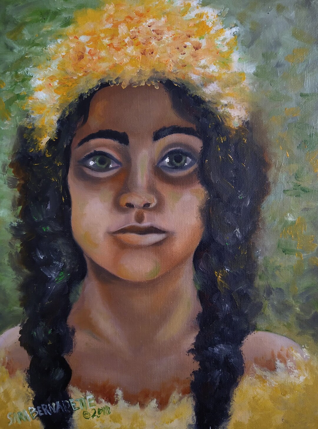 9x12 Original Oil Painting of a Young Mexican Woman "calendula ...