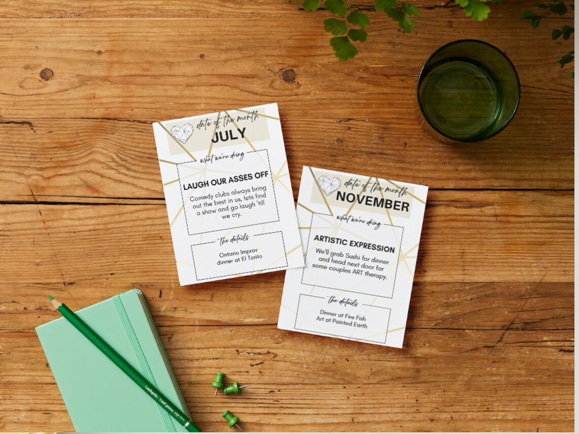 12 Months of Love Date Cards, Romantic Gift, Valentine's Day Gift ...