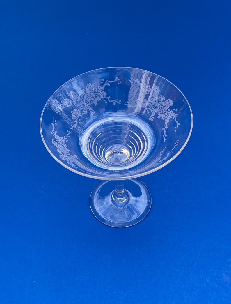 Vintage Stuart Crystal Compote: Etched Love Birds, English Wedding ...