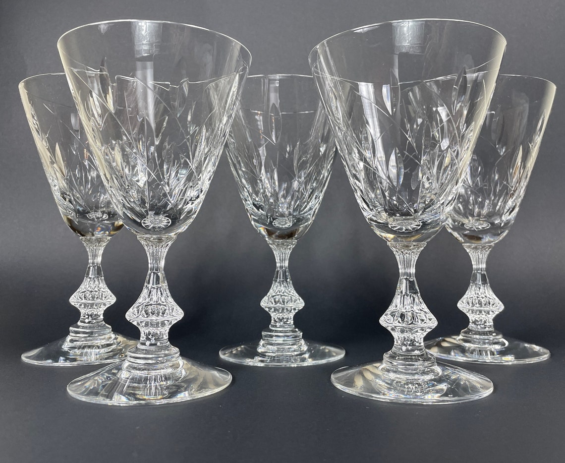 Vintage Crystal Wine Glasses Set of 5 Vintage Duncan Miller - Etsy