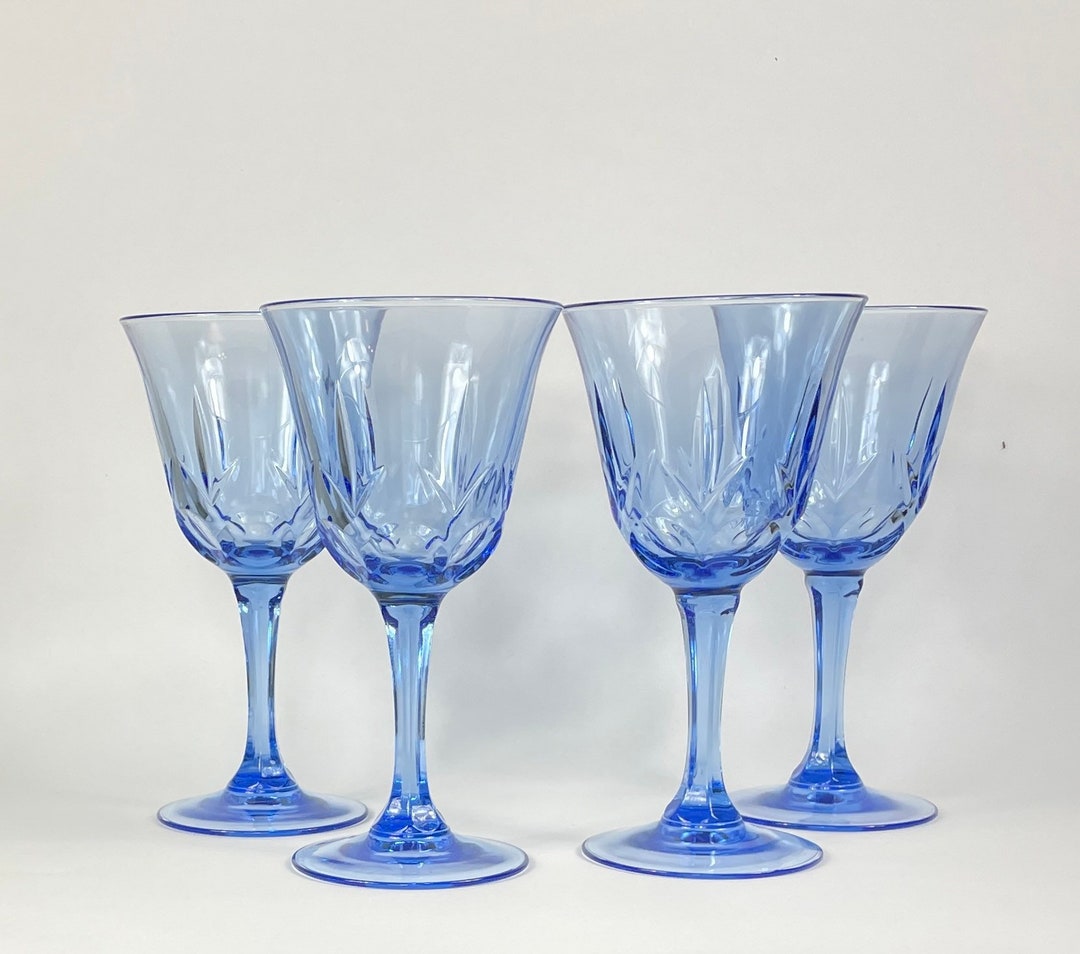 Wine Glasses, Vintage American Blue Wine Glasses by Avon, Collectible ...