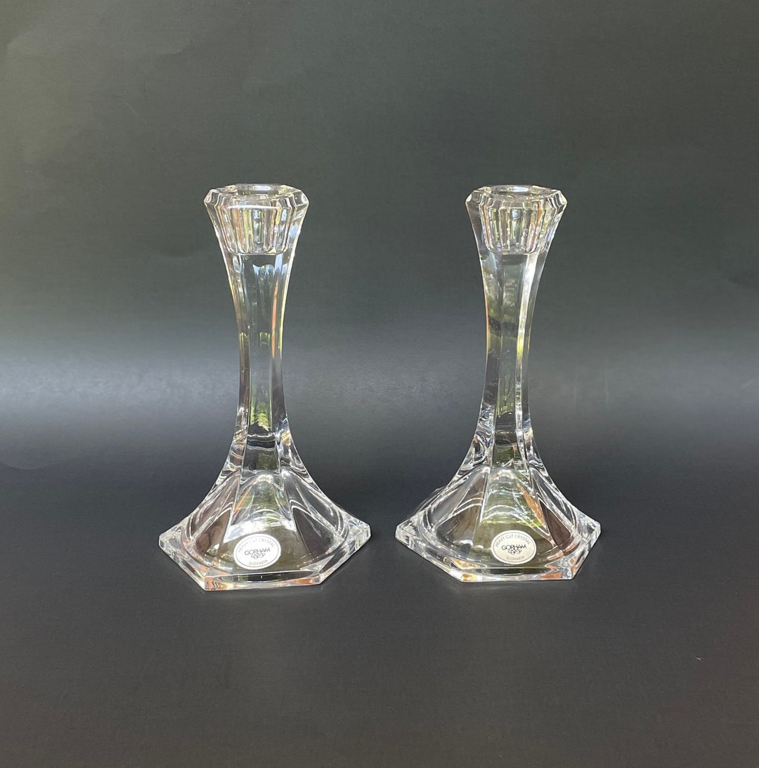 Gorham Crystal Candlestick Holders Celeste Pattern, Vintage Gorham ...