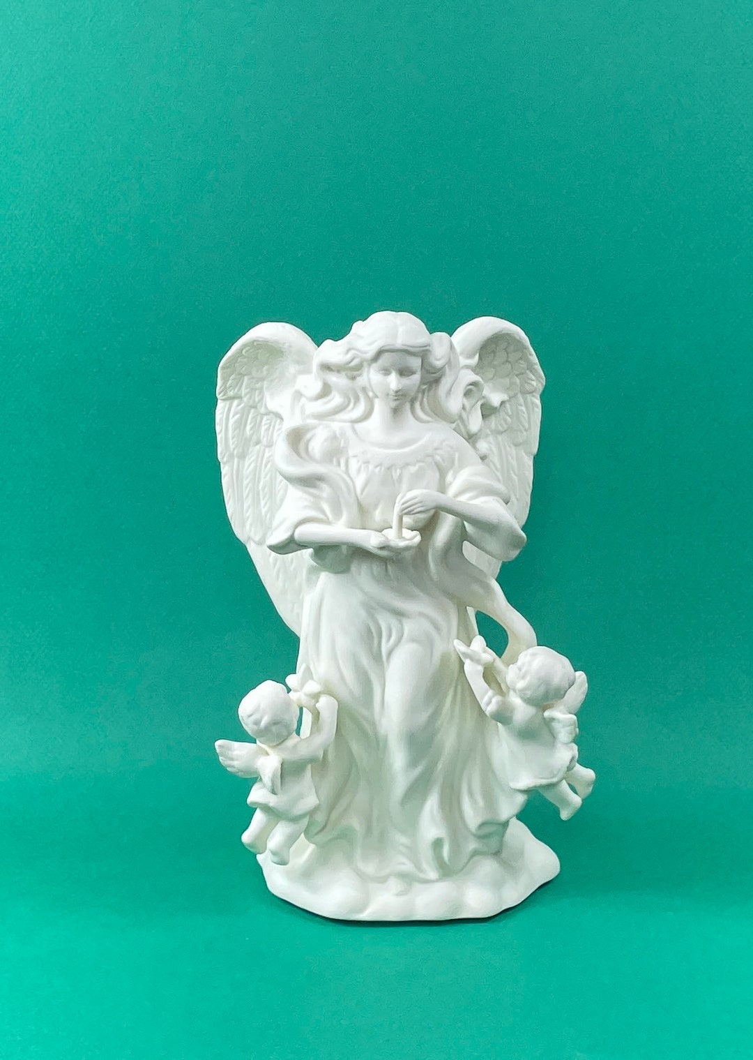 Porcelain Angel Candlestick Holder, Vintage Angel Candleholder, Bisque ...