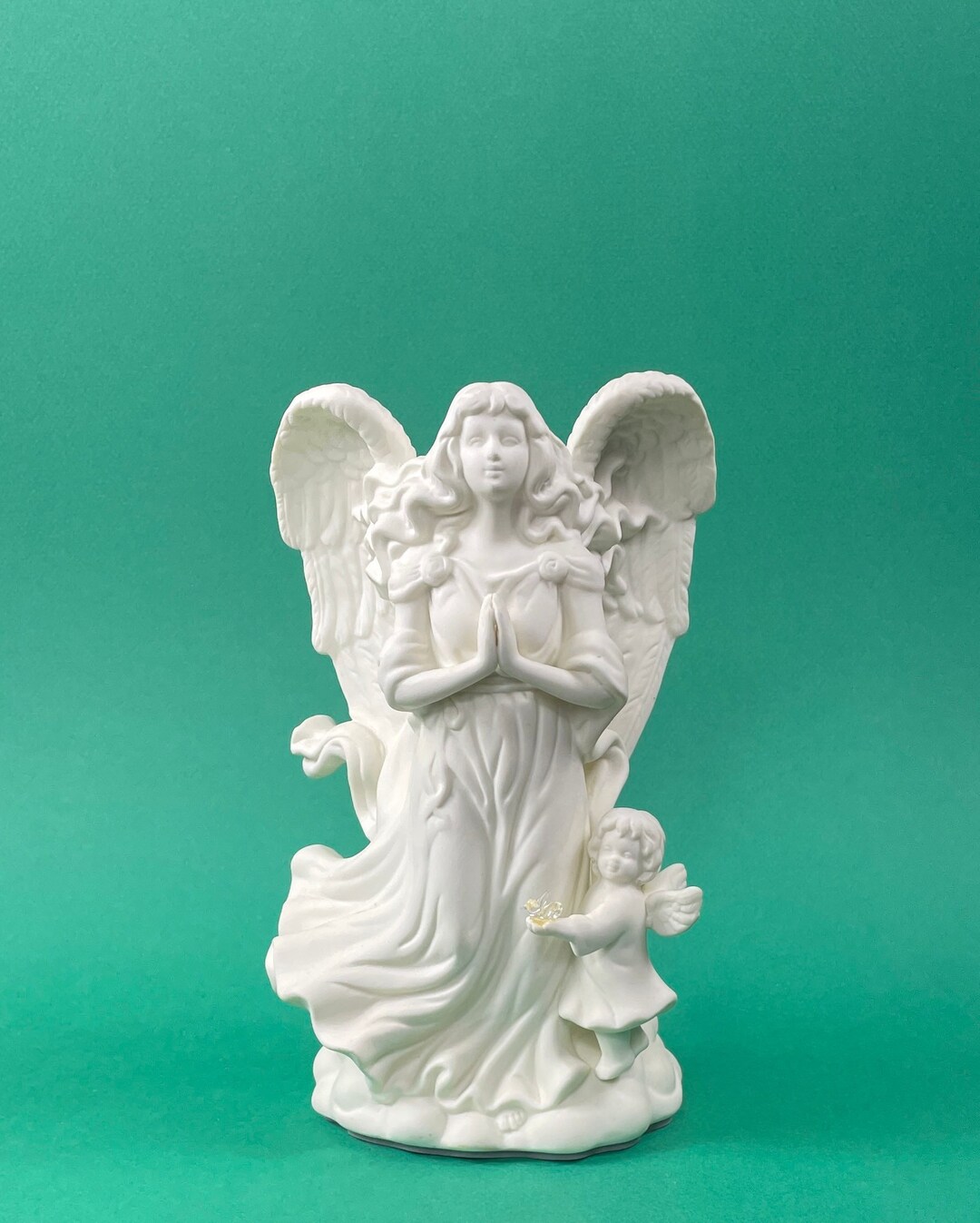 Porcelain Angel Candlestick Holder, Vintage Angel Candleholder, Bisque ...