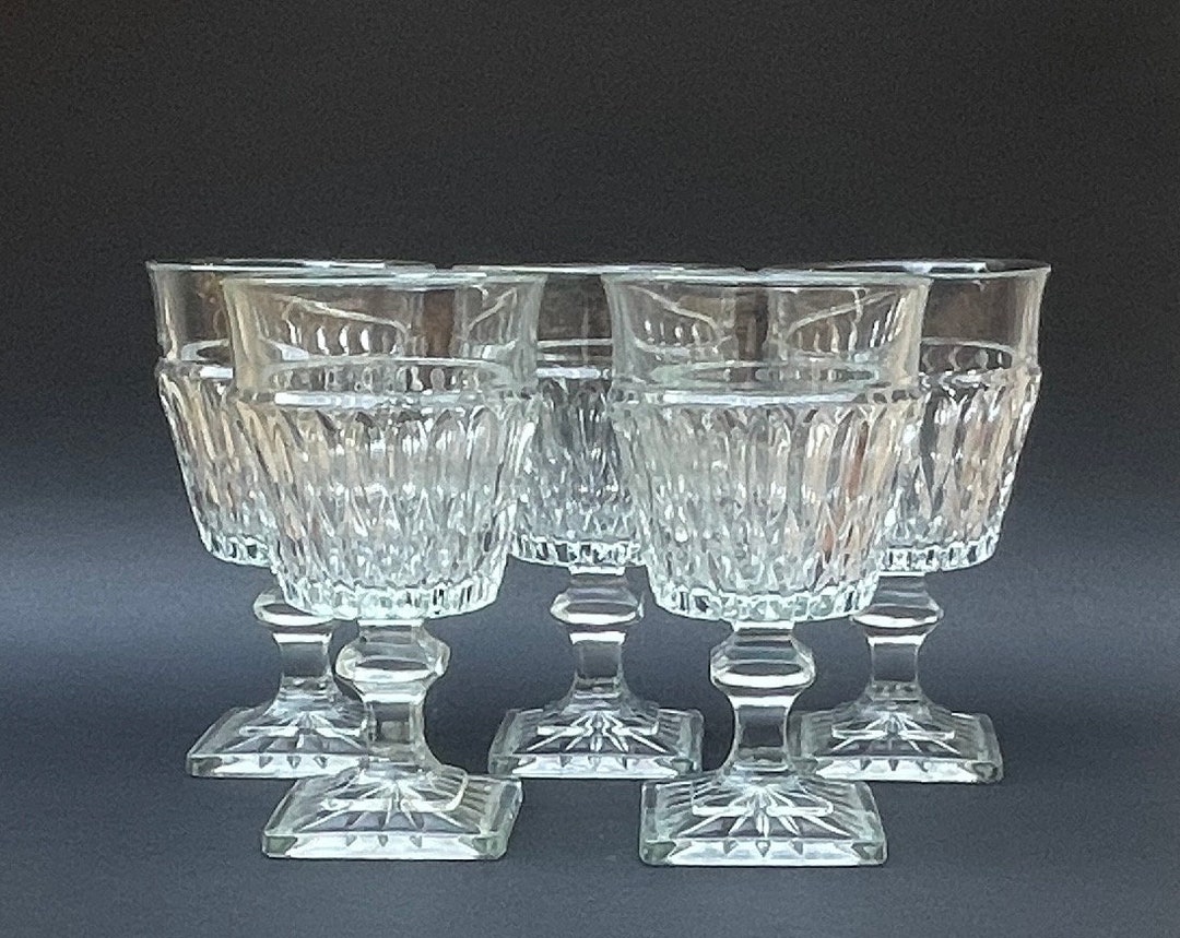 Vintage Glassware, Wine Goblets, Water Glasses, Stemware, Indiana Glass ...