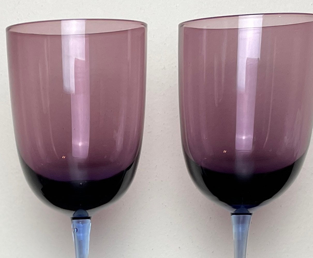 Wine Glasses Vintage Glassware Stemware Festival Amethyst - Etsy