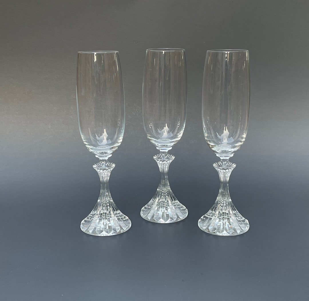 Vintage Mikasa Crystal Champagne Flutes: Ritz Pattern Stemware, Set of ...