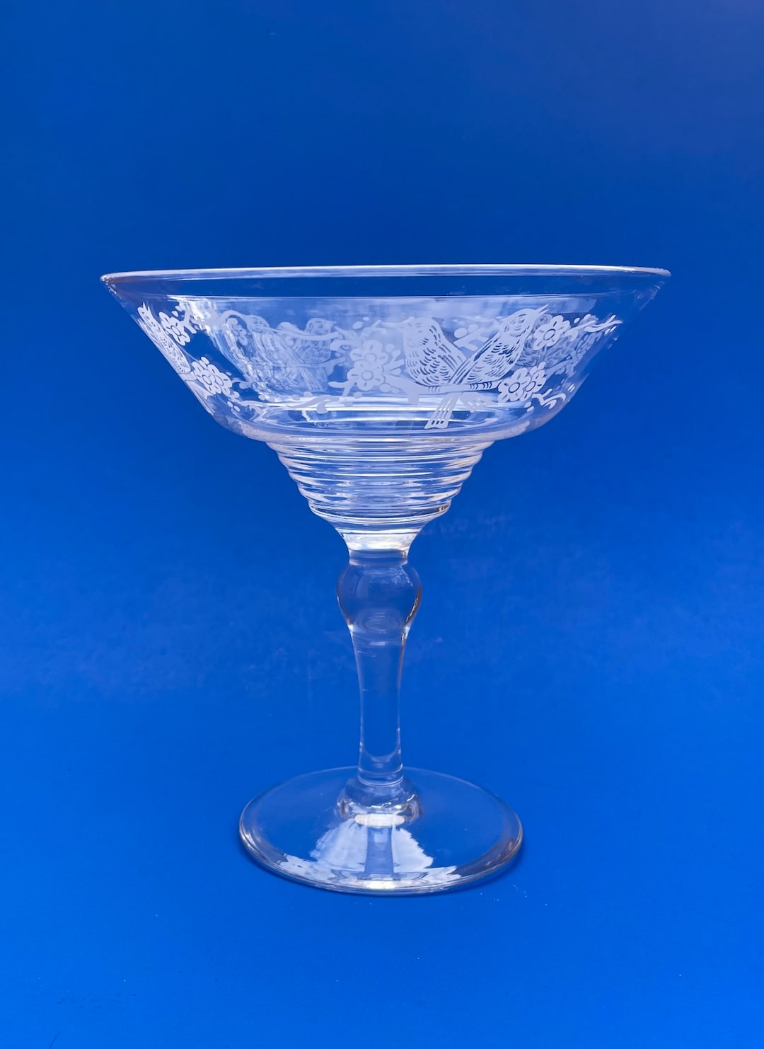 Vintage Stuart Crystal Compote: Etched Love Birds, English Wedding ...