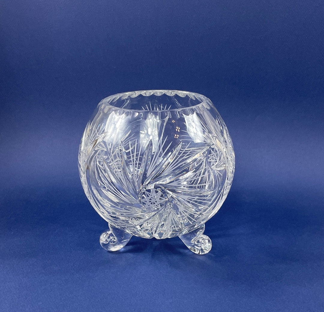 Vintage Crystal Footed Bowl, Lausitzer Crystal, Crystal Bud Vase ...