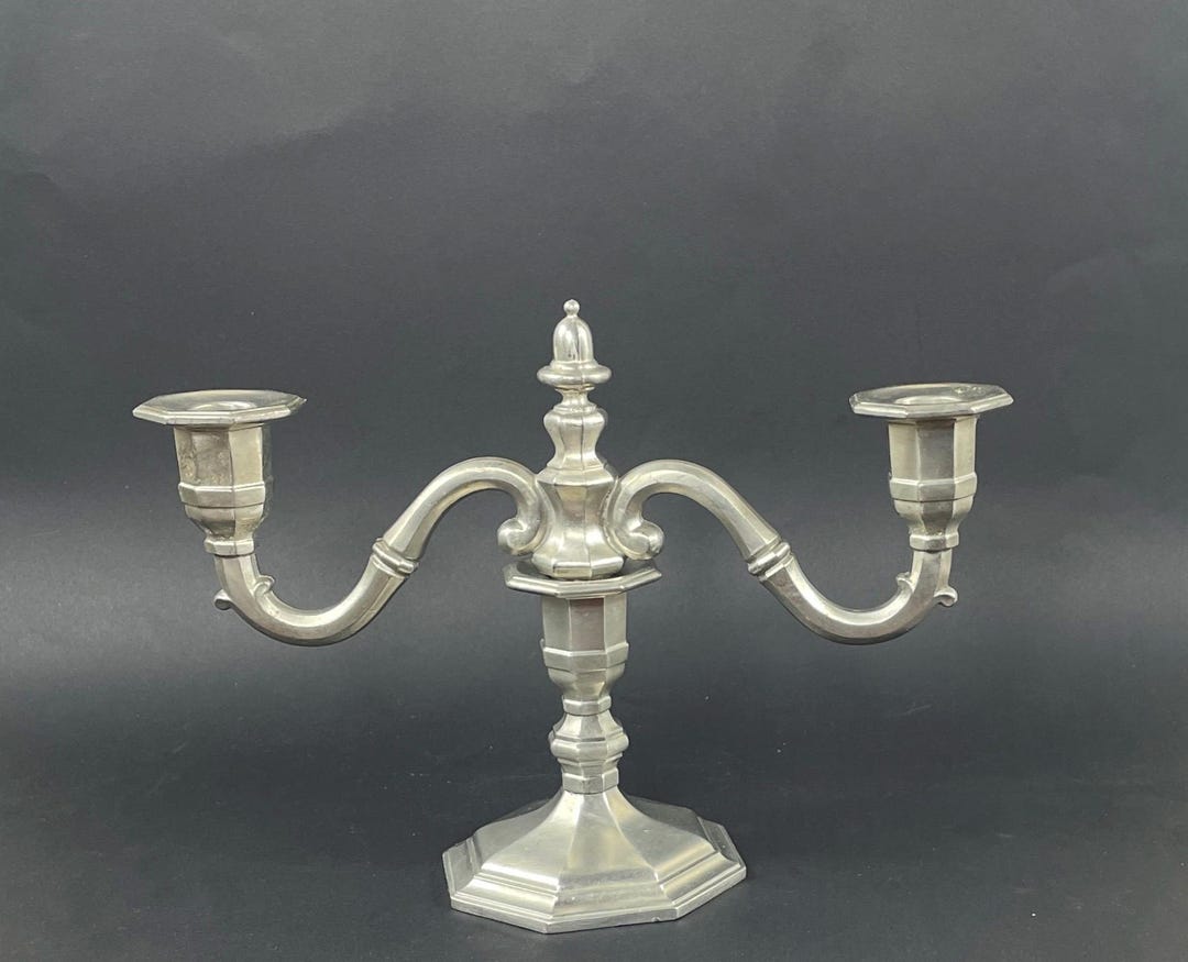 Vintage Candelabra, Gorham Pewter Candleholder, Candleholder, Double ...