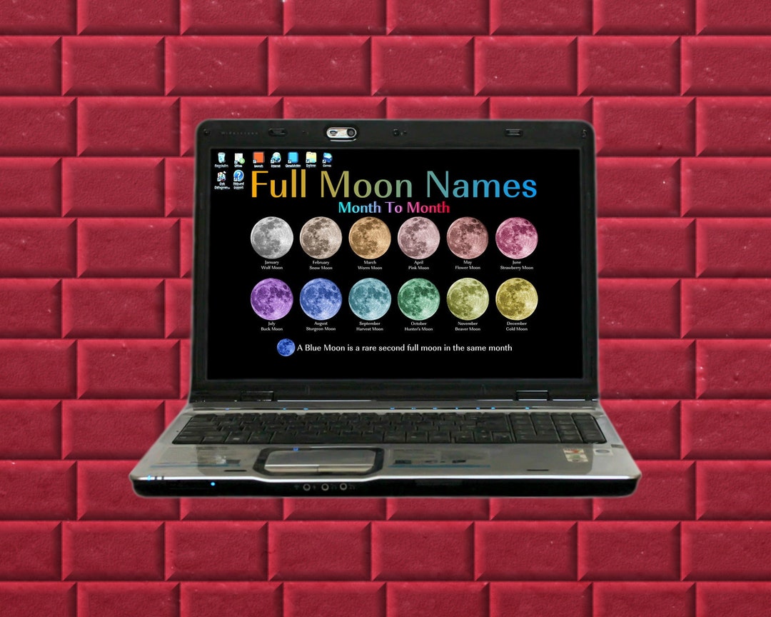 Moon Screensaver, Computer Wallpaper, Full Moon Names, Instant Download ...