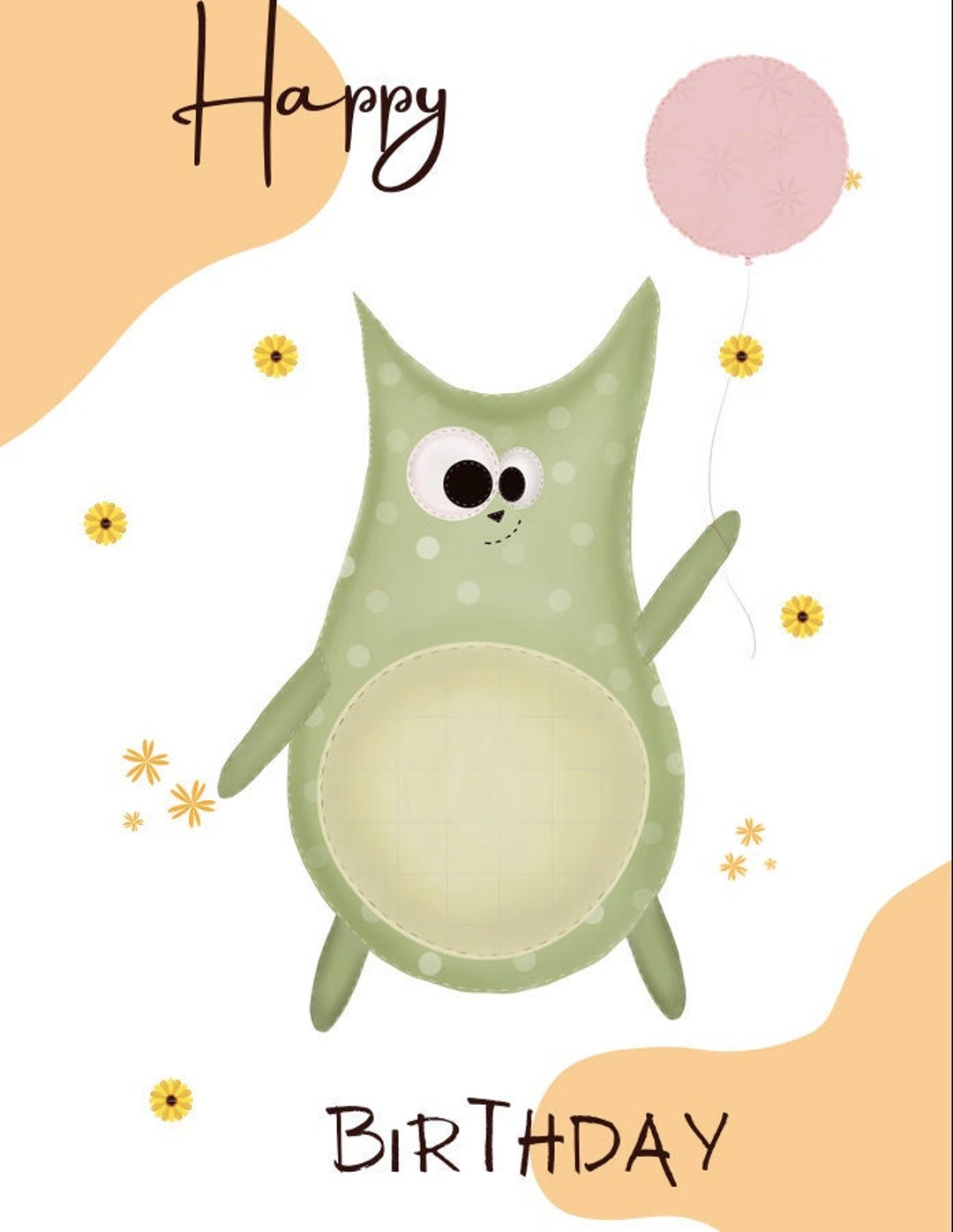 Painted Avacado Cat With Balloon Digital Clipart, Instant Download ...