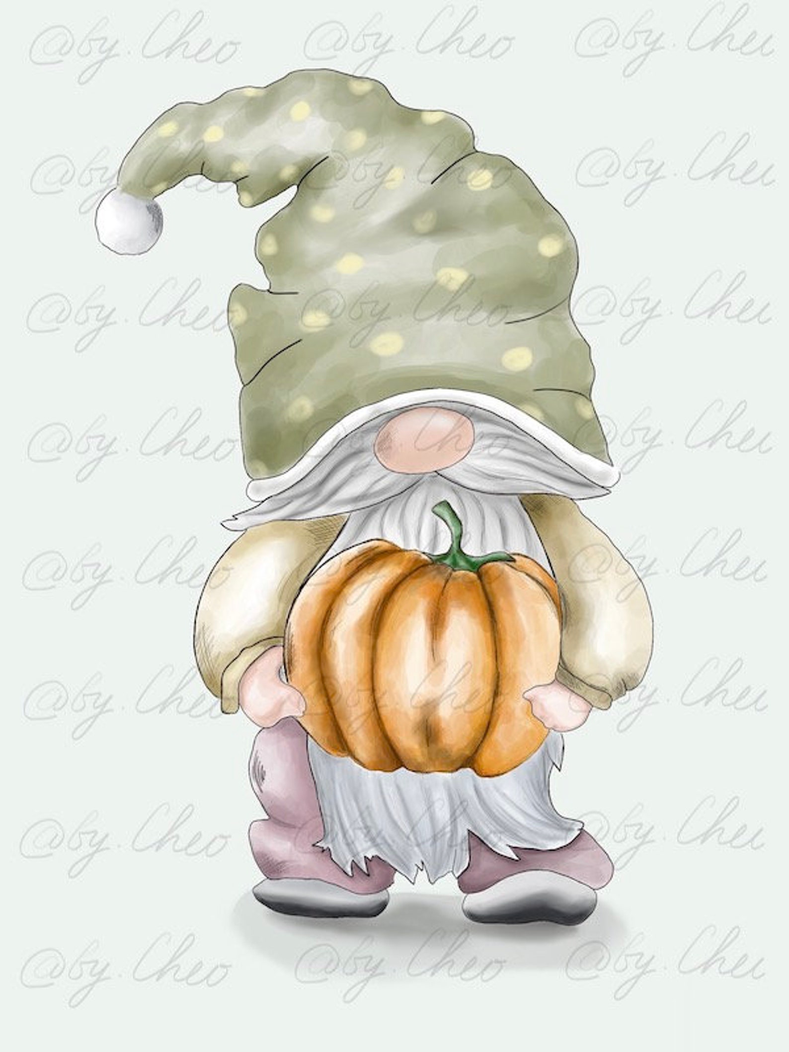 Gnome and Pumpkin Clipart, Halloween Dwarfs, Autumn, Digital Clipart ...