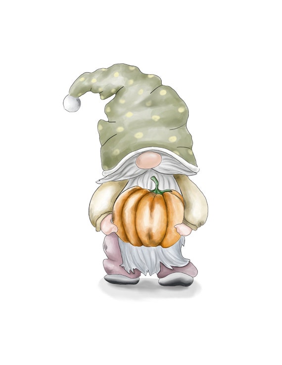 Gnome and Pumpkin Clipart Halloween Dwarfs Autumn Digital - Etsy