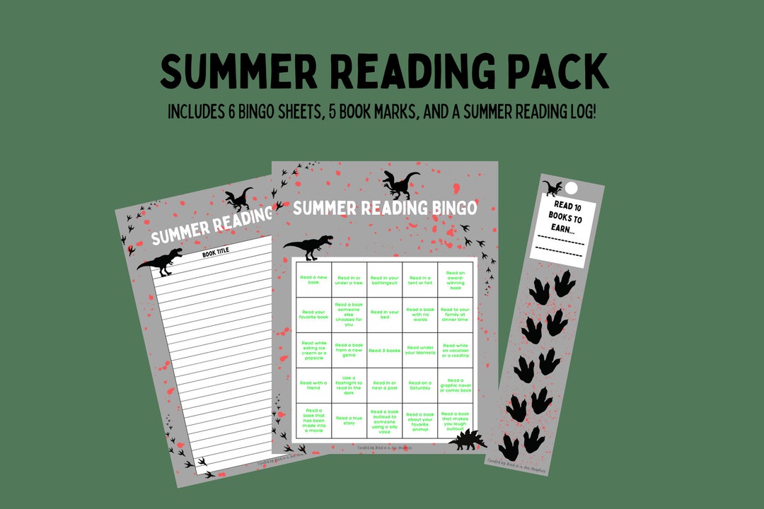 Dinosaur-themed Printable Reading Pack Summer Reading BINGO Summer ...