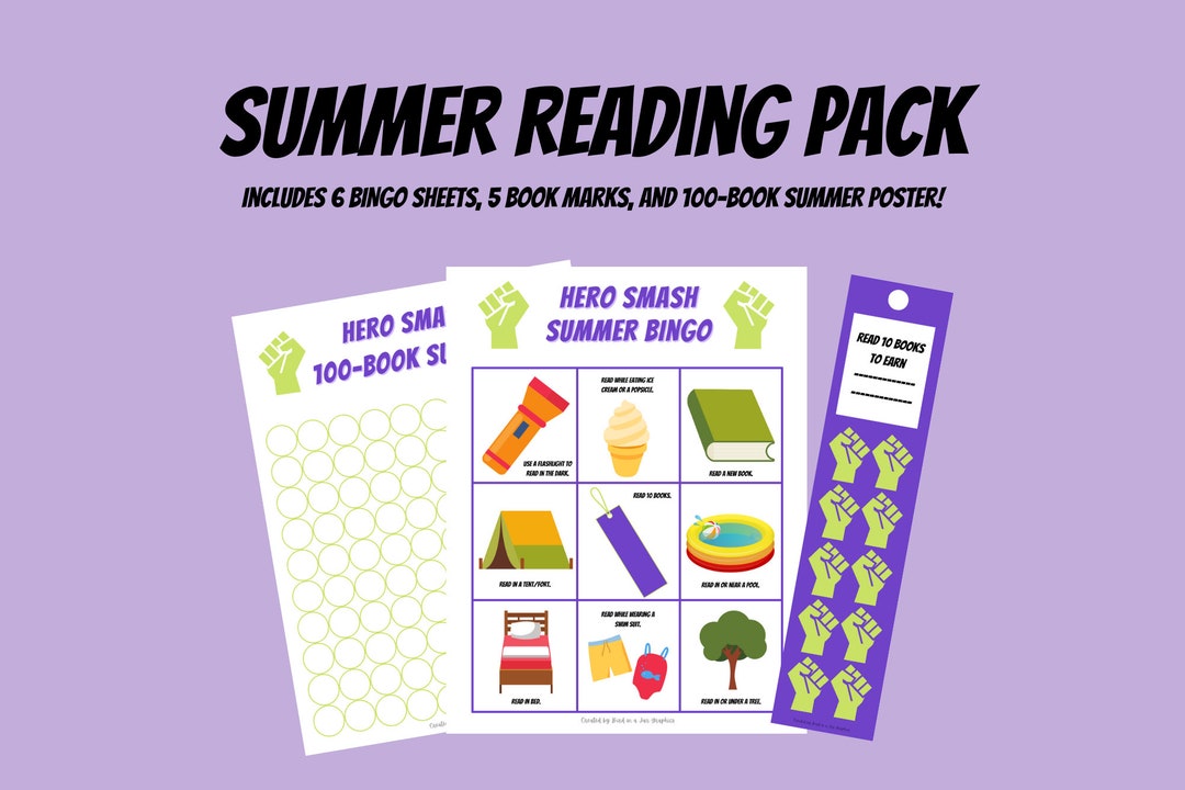 Super Hero-themed Printable Reading Pack Summer Reading BINGO Summer ...