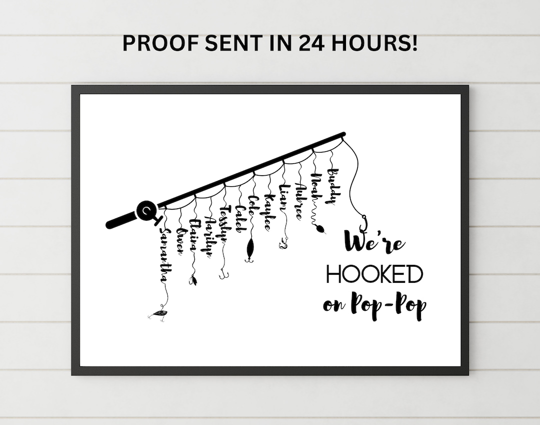 Hooked on Daddy Sign | Custom Father's Day Gift | Fishing Pole With ...