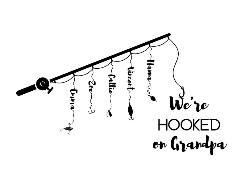 Hooked on Daddy Sign | Custom Father's Day Gift | Fishing Pole With ...