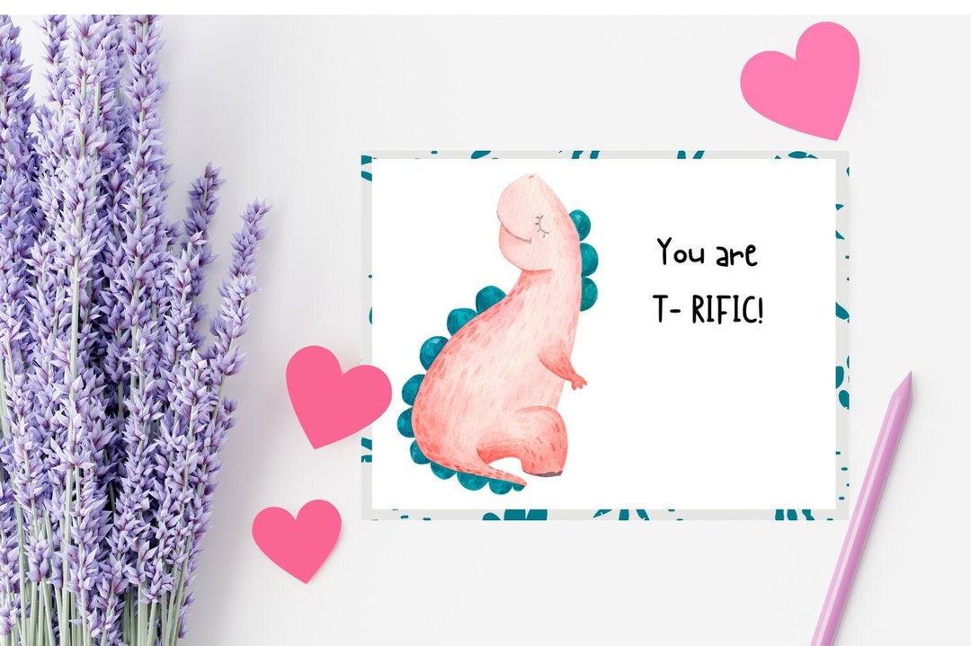 Printable Valentines Day Cards Dinosaur-themed Valentines Instant ...