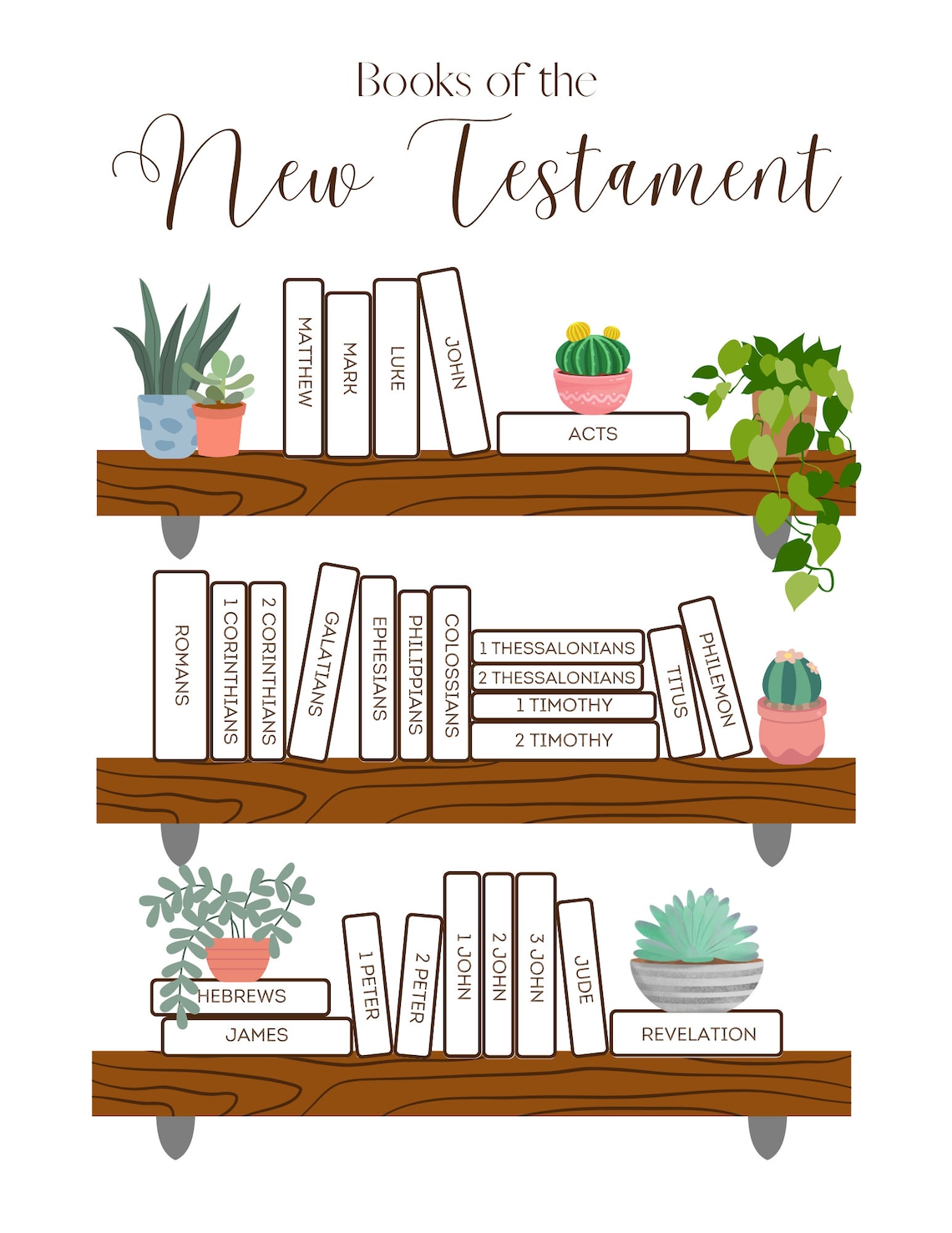 New Testament Book Shelf Bible Study Checklist Books of - Etsy