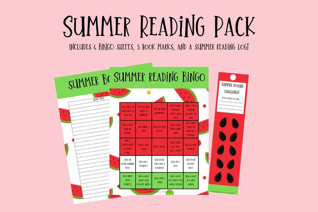 Watermelon-themed Printable Reading Pack Summer Reading BINGO Summer ...