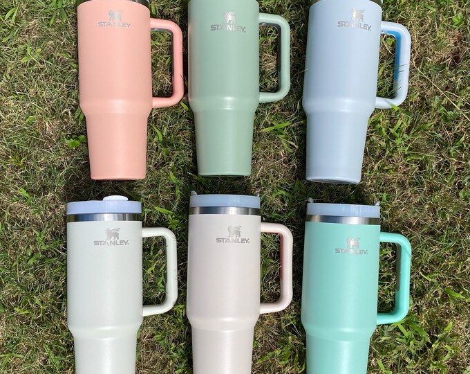 Personalized Stanley Quencher 40 Oz Tumbler With Handle Popular Neutral ...