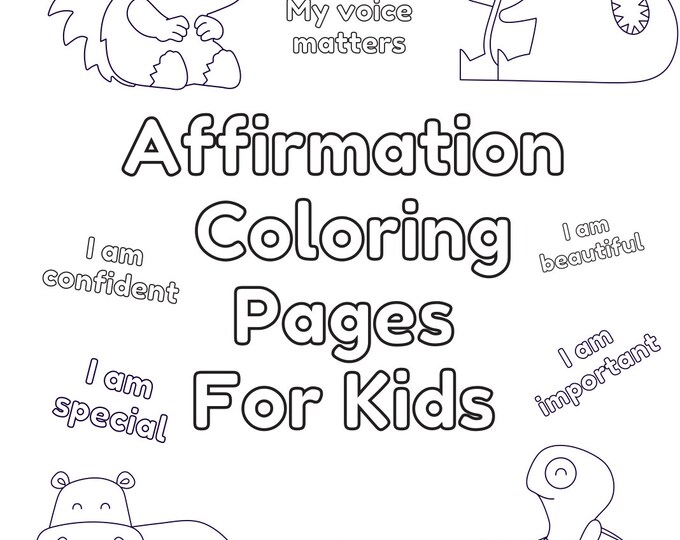 Downloadable Affirmation Coloring Pages for Kids - Etsy