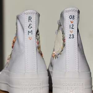 Embroidered Platform All White High Tops - Etsy