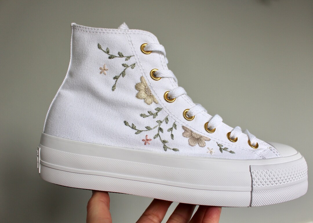 Custom Embroidered Converse Platform High Tops - Etsy