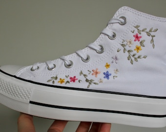 Custom Embroidered Converse Platform High Tops - Etsy