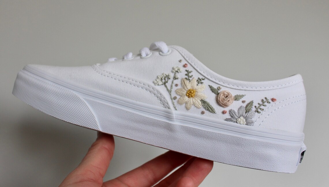 Vans Authentic Custom Embroidered Trainers - Etsy