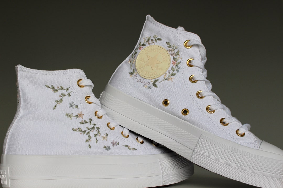 Custom Embroidered Converse Platform High Tops - Etsy