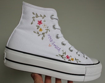 Custom Embroidered Converse Platform High Tops - Etsy