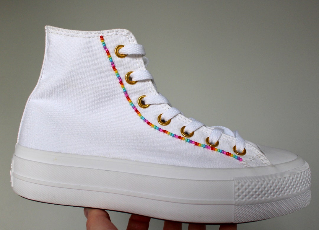 Custom Beaded Converse Platform High Tops - Etsy