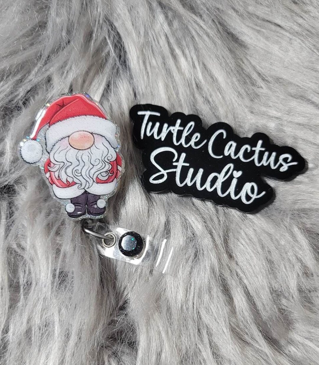 Santa Clause Gnome Badge Reel, Santa Baby, Red Hat, Gnome, Beard ...