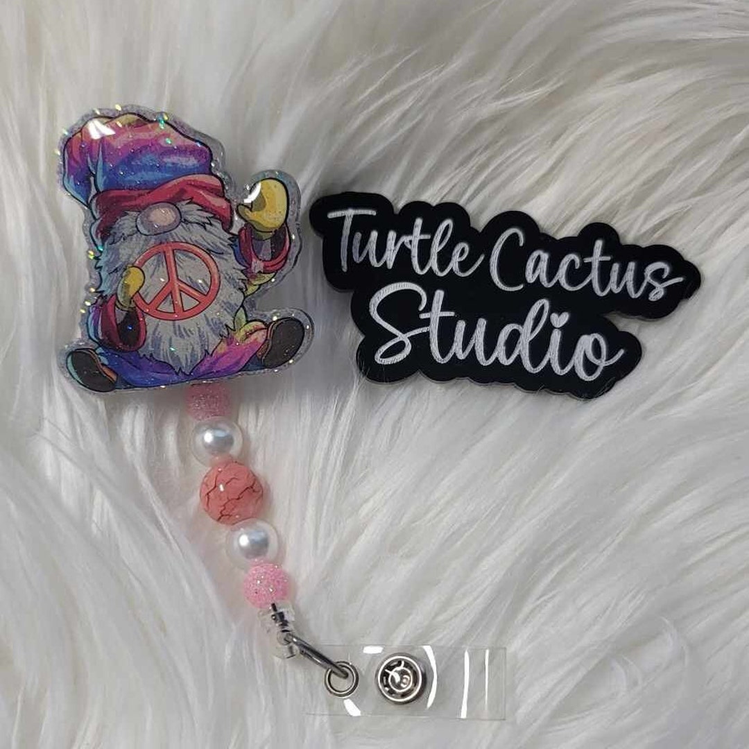 Peace Gnome Badge Reel, Hippy, Tie Dye, Love, Peace, Woodstock, Long ...