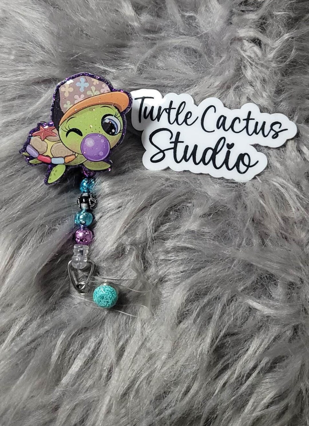 Baby Sea Turtle Badge Reel, Sea Turtles, Baby, Purple Bubble Gum, Ocean ...
