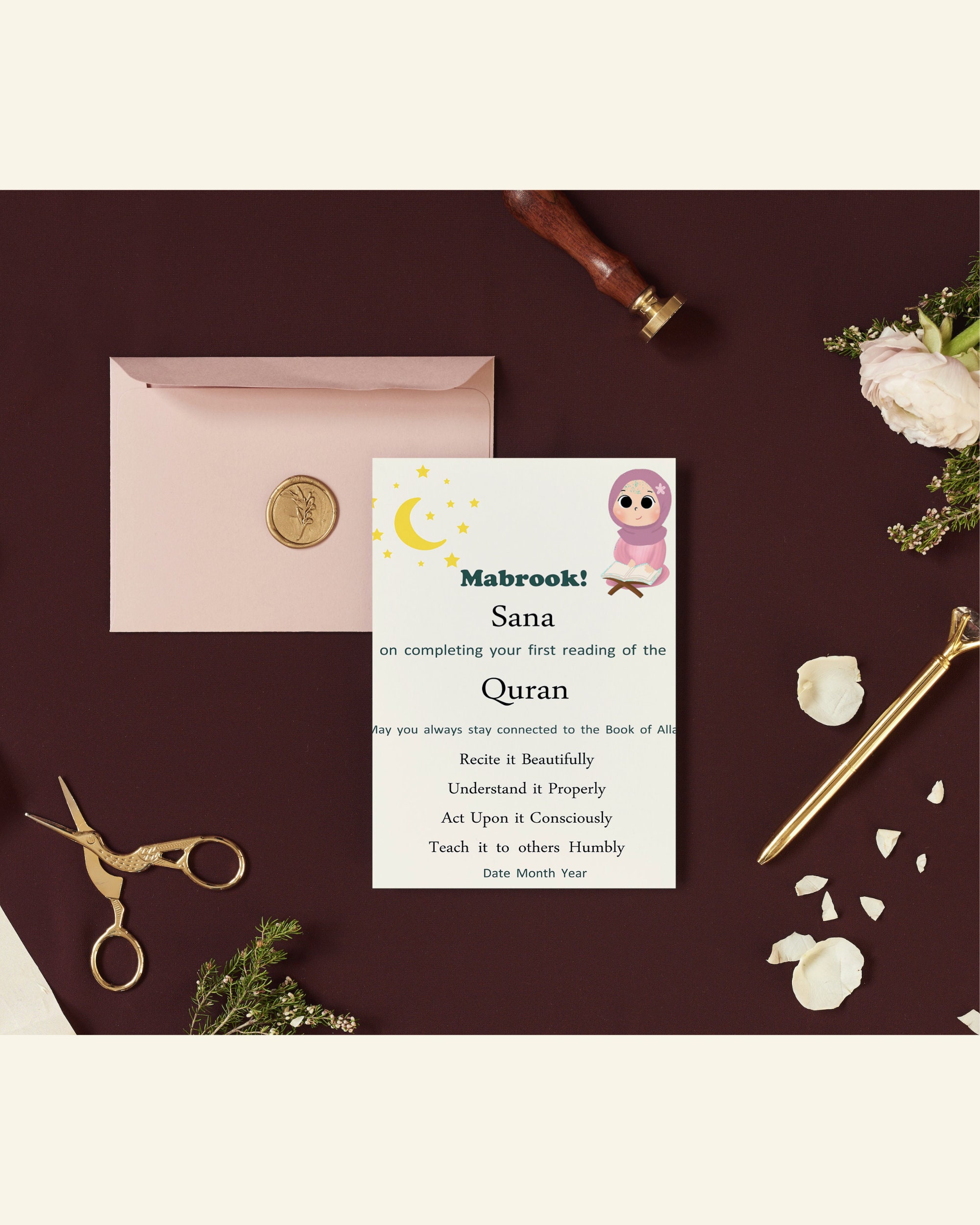 Muslim Boys & Girls Simple Khatm-e-quran Celebration Card, Boys Khatm E ...