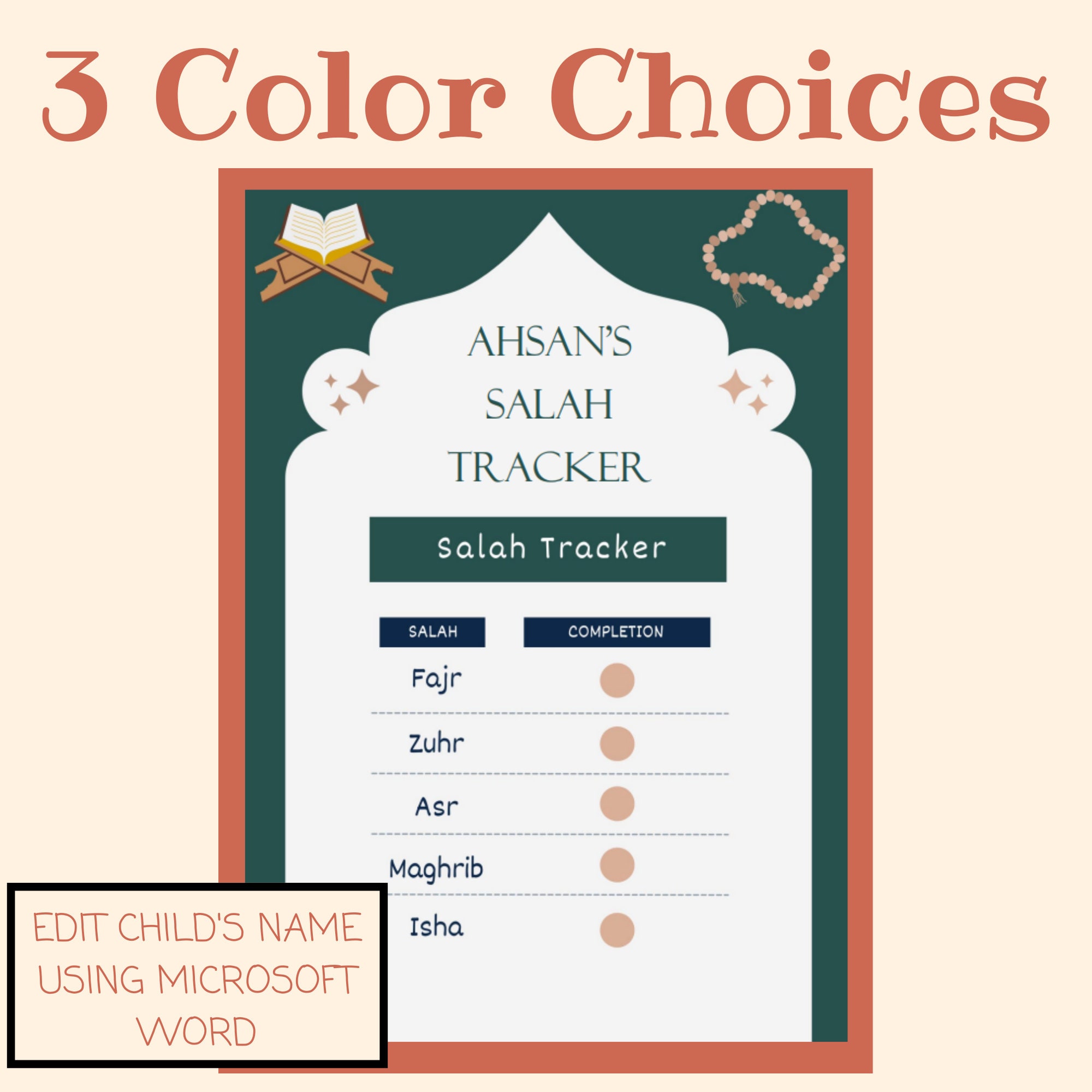 Kid's Salah Tracker, Salah Tracker, Salah, Islamic Poster, Islamic ...