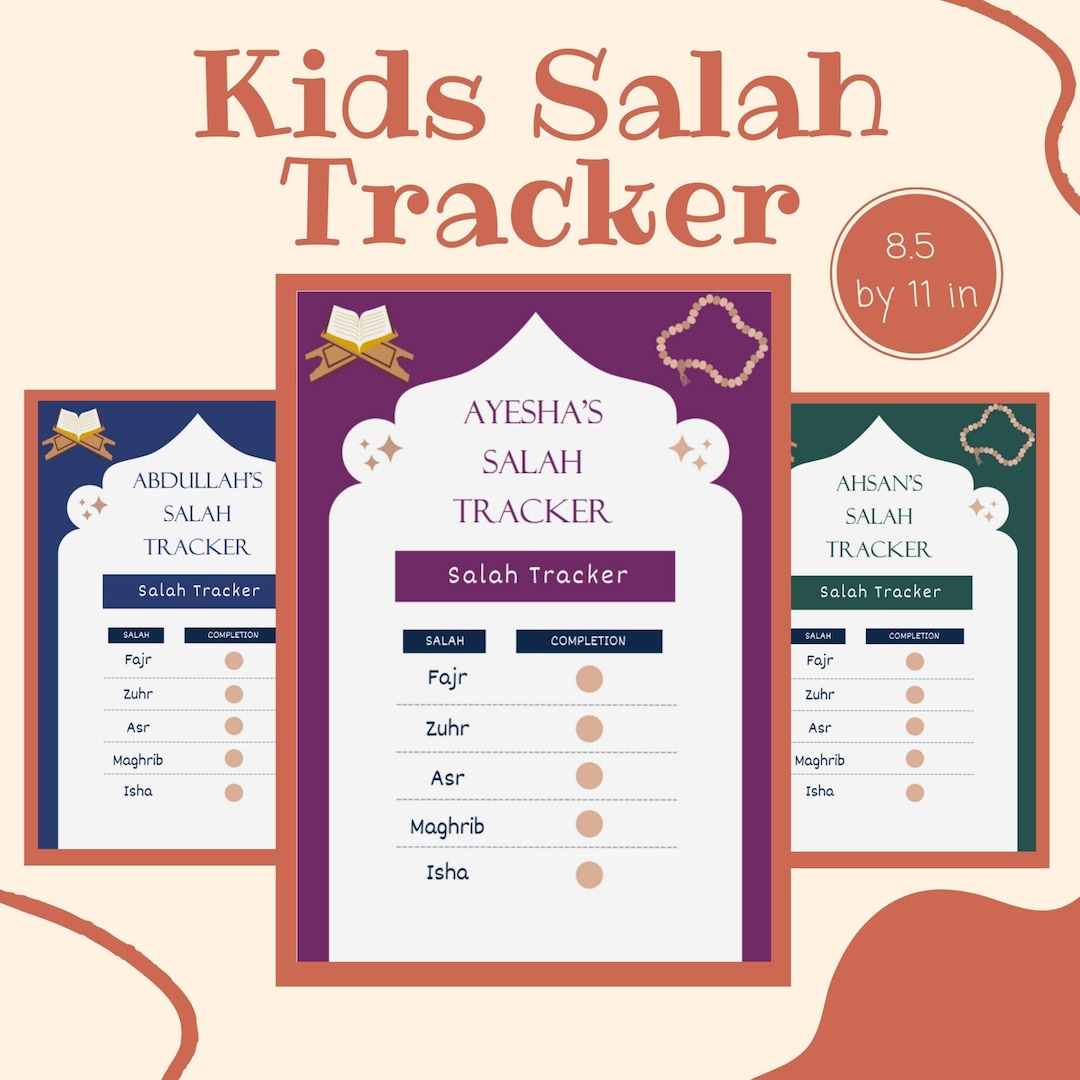 Kid's Salah Tracker, Salah Tracker, Salah, Islamic Poster, Islamic ...