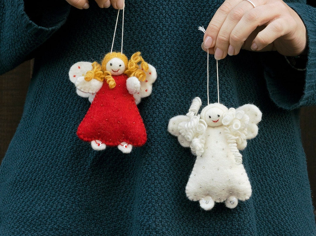 Joyous Angel Ornaments, Felted Wool Christmas Tree Ornament, Teacher ...