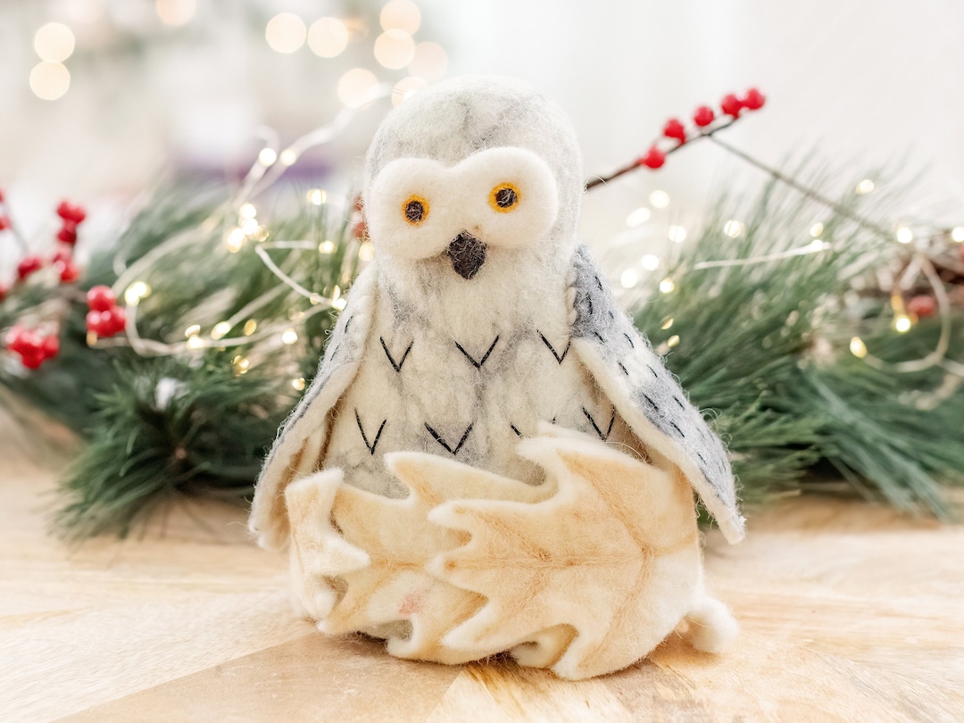 Handmade Wool Felt Snowy Owl Christmas Tree Topper: Fair Trade Decor - Etsy