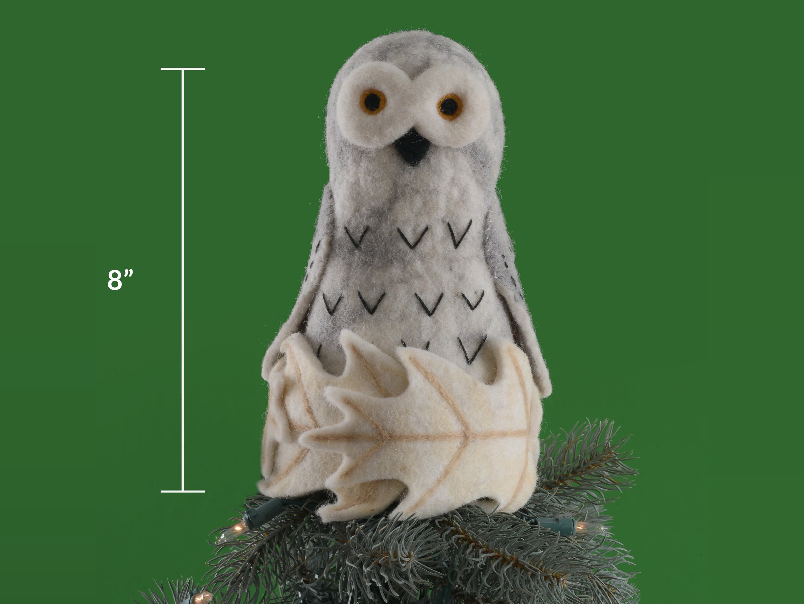 Felted Wool Snowy Owl Tree Topper: Handmade Fair Trade Christmas Decor ...