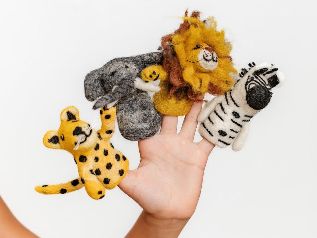 Needle Felted Safari Finger Puppets: Montessori Waldorf Toy Set - Etsy