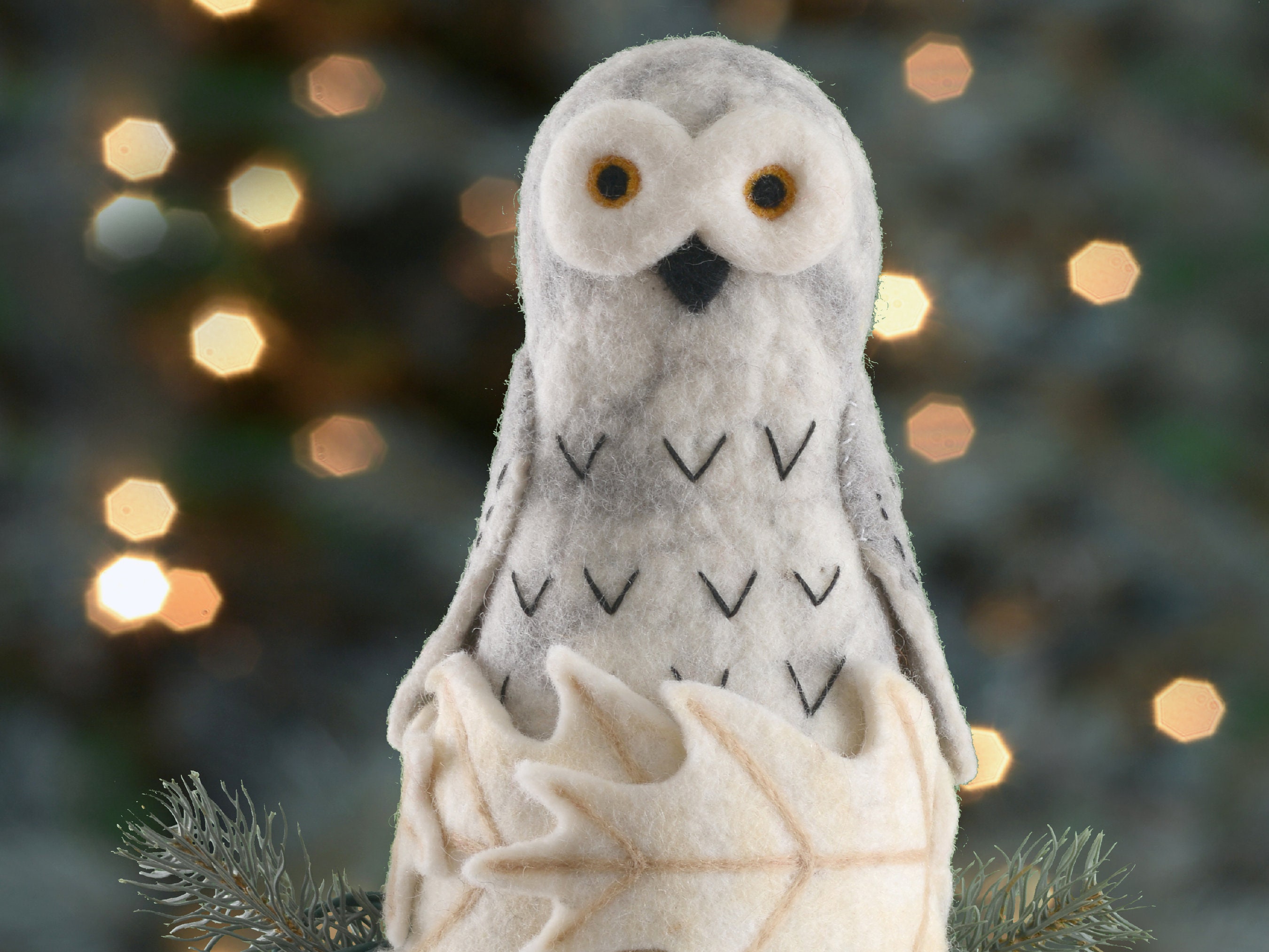 Felted Wool Snowy Owl Tree Topper: Handmade Fair Trade Christmas Decor ...