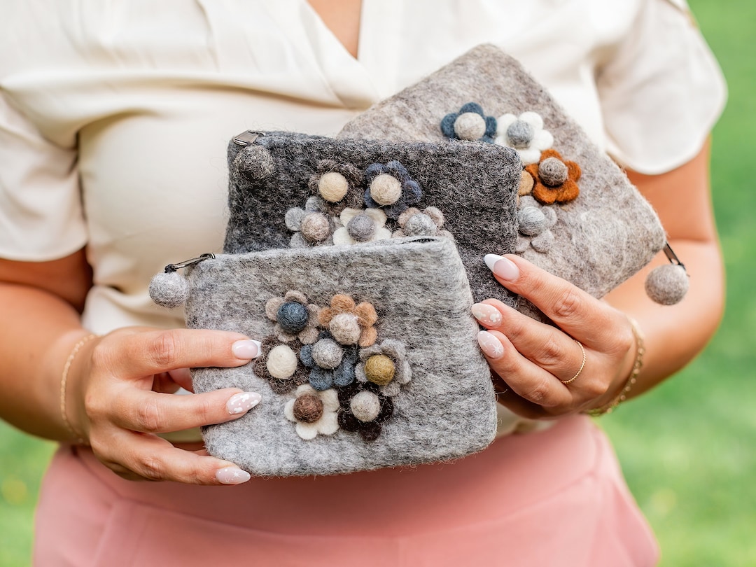 Small Floral Makeup Bag or Coin Pouch Trio | Small Flower Bag Purse ...