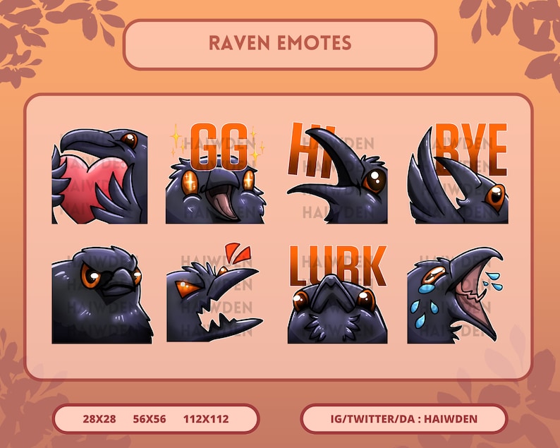 16 Raven Emotes for Twitch, Discord, Youtube - Cute, Birds, Animals - Etsy