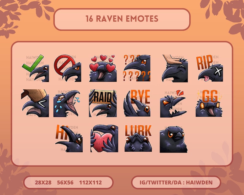 16 Raven Emotes for Twitch, Discord, Youtube - Cute, Birds, Animals - Etsy